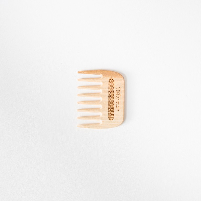 TEK - Pettine Piccolo in Legno Naturale a Denti Radi